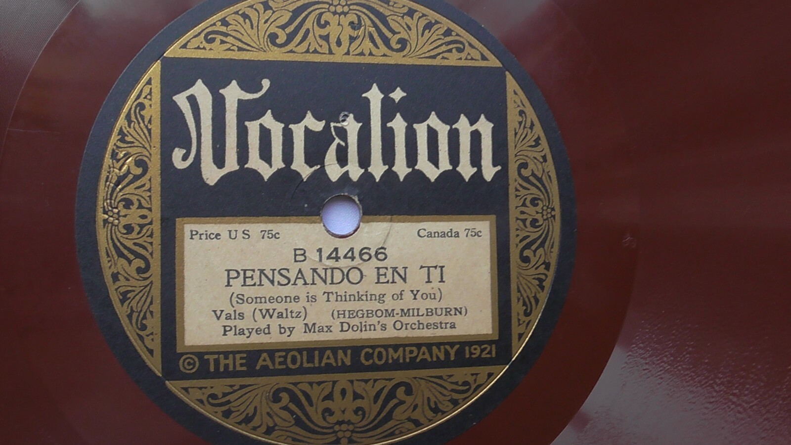 Max Dolin 78rpm Single 10-inch Vocalion Records #14466 La Tristeza De ...