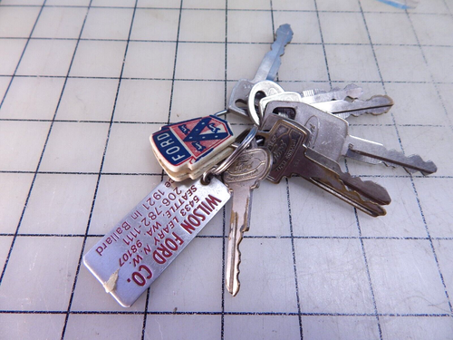 Vintage Ford Cut Keys Round and Square Key ring Fob Wenatchee Cleelum ...