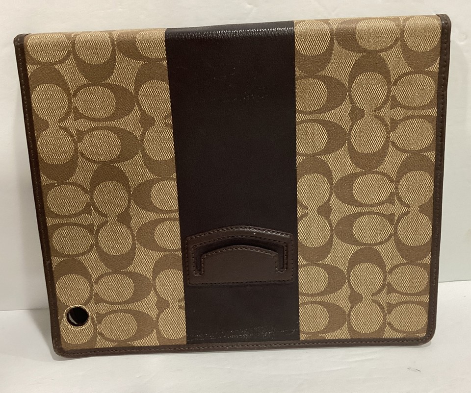 Coach iPad Case Signature Logo Coated Canvas 10" x 8" Tan Brown | eBay