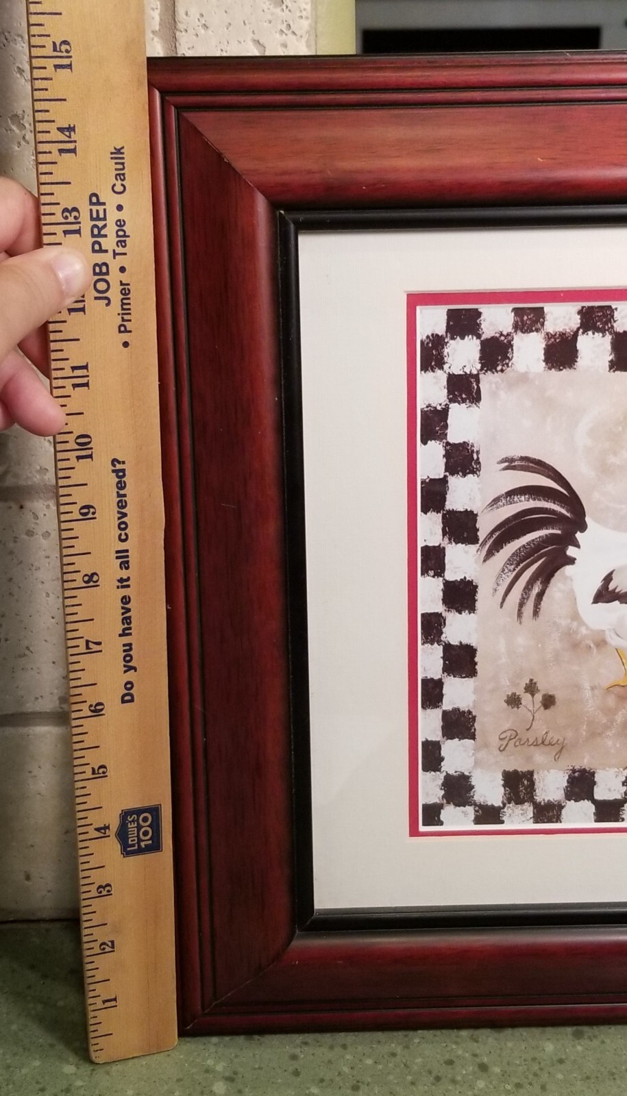 18" FRAMED ART/PRINT~ROOSTERS CHECKERBOARD FARM HOUSE KITCHEN DECOR ...