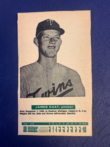 1961 Cloverleaf Dairy Minnesota Twins Jim Kaat HOF RC - SUPER RARE ...