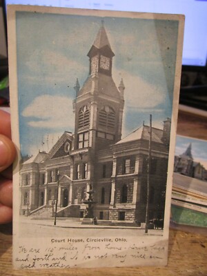 G2 Old OHIO Postcard Pickaway County Courthouse Circleville Fountain ...