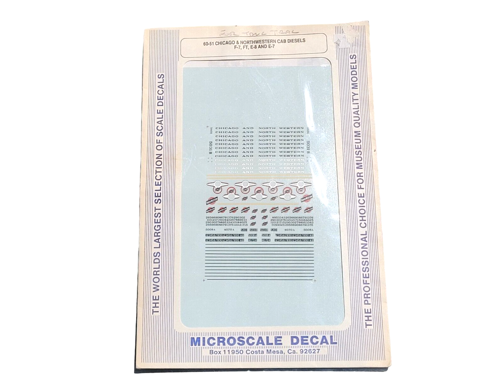 MICROSCALE DECALS 60-51 CHICAGO & NORTHWESTERN CAB DIESELS F7,FT,E7,E8 ...