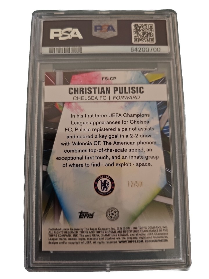 2020 Topps UEFA CL SAPPHIRE Christian Pulisic Future Stars Orange /50 PSA 10! | eBay