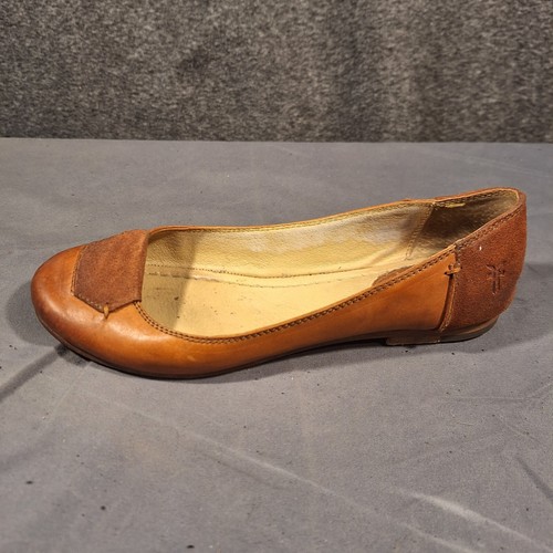 Frye Ballet Flats Loafers Slip On Shoes Womens 7.5 B Brown Leather Pre ...