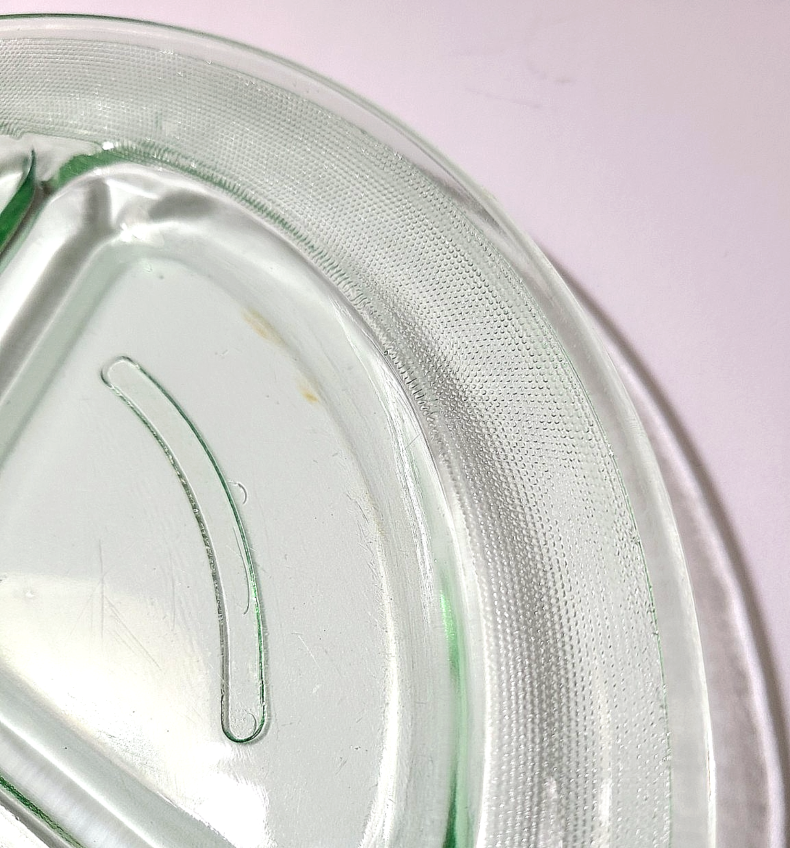 Seven 11" Depression Glass Divided Plates, 4 Uranium Green & 3 Pink ...