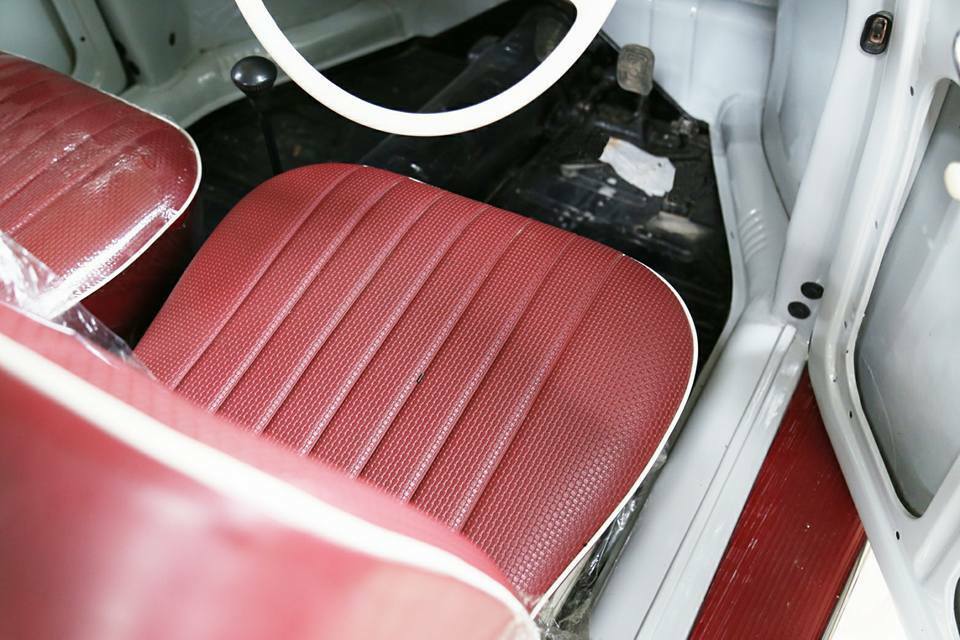 VW Volkswagen Bug, Ghia, Bus, T3 Vinyl Material Basketweave / MAROON ...