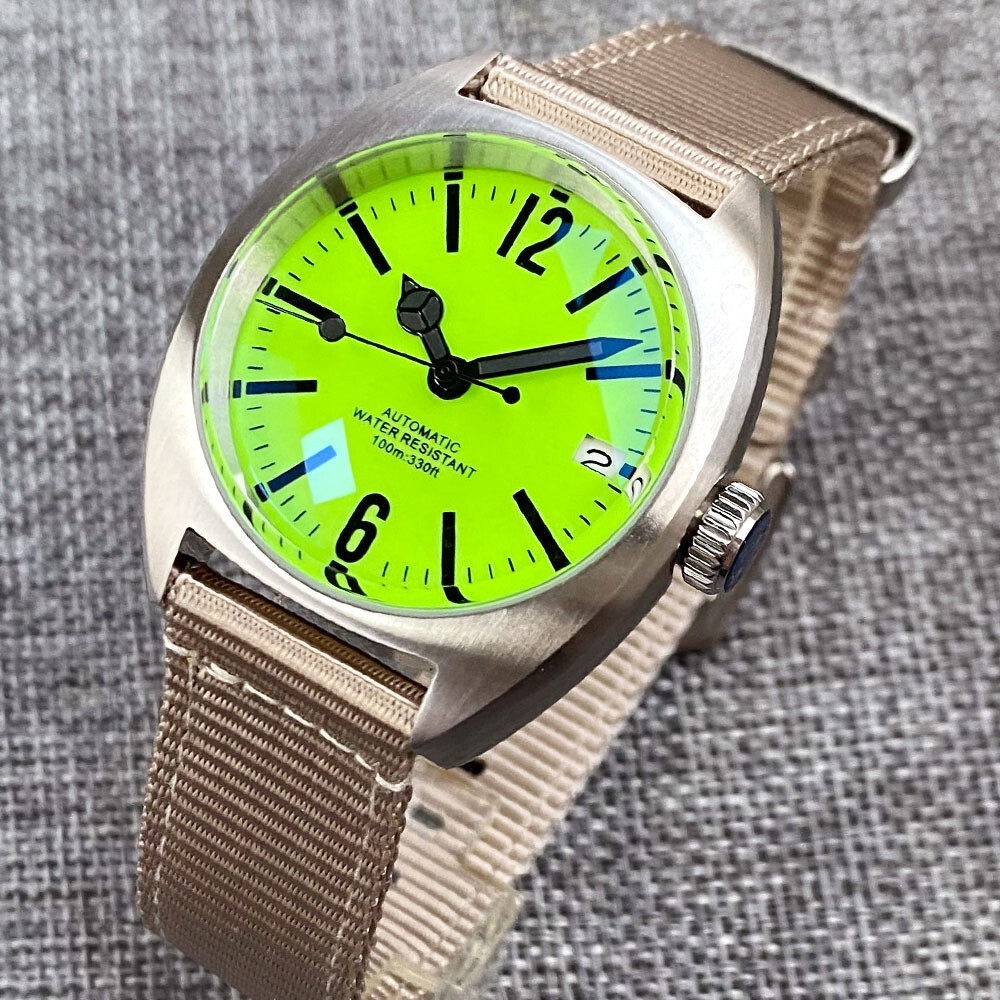 AR Automatic Military Watch Men Tandorio 36mm Japan NH35A Green Full ...