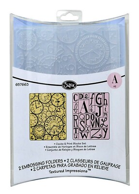 Sizzix Clocks & Block Print Emboss 2pk #657663 Retail $12.99 by Jen ...
