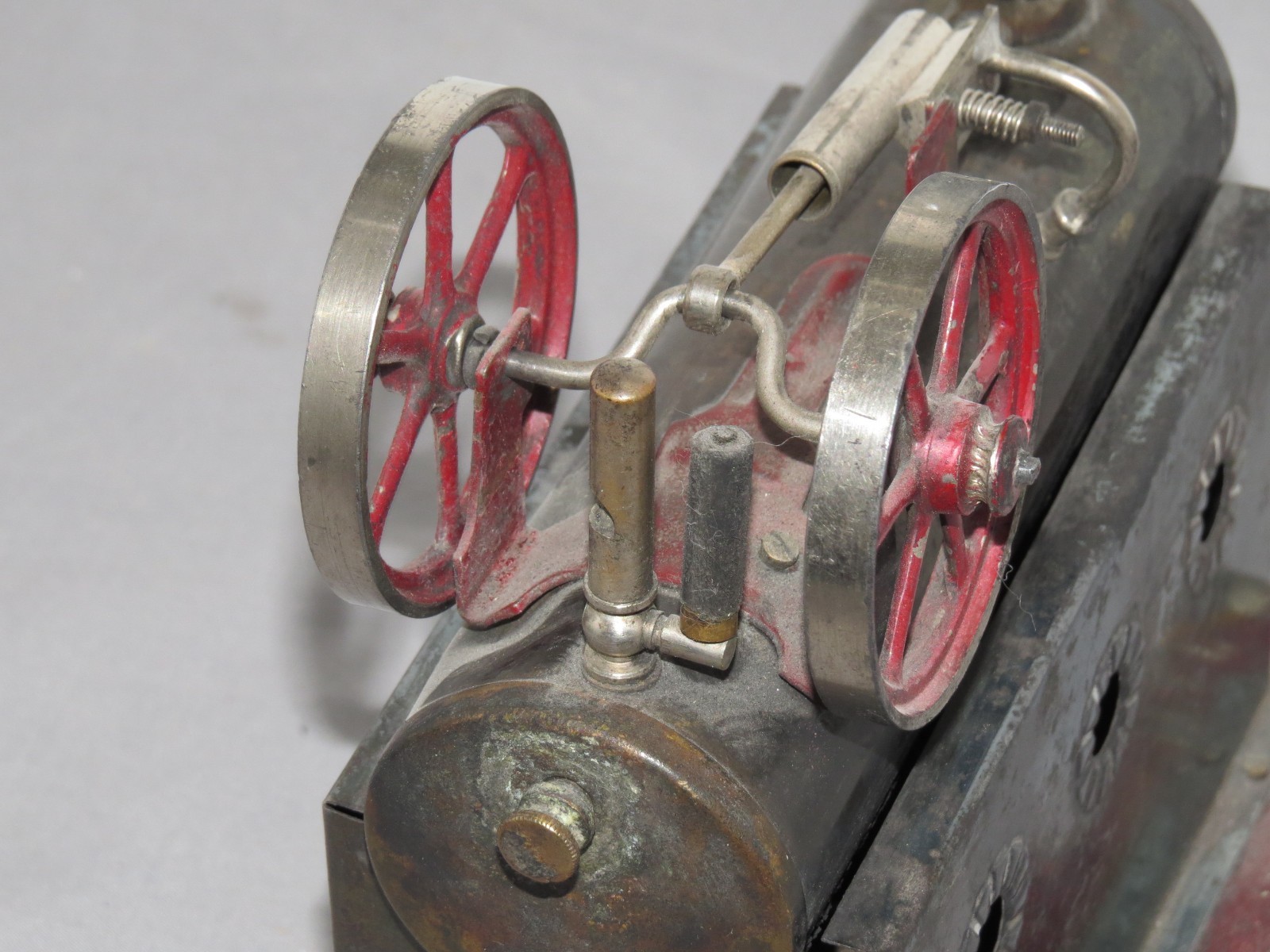 Vintage Josef Falk Live Steam Engine Twin Flywheel Toy original paint ...