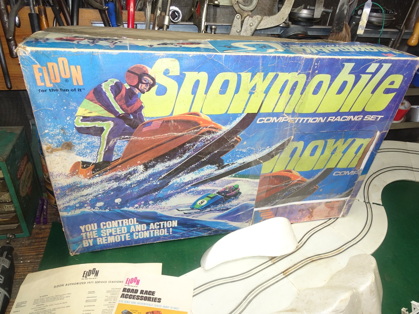 Used Vintage Eldon 1/32 Scale 60's Slot Car Snowmobile race set | eBay
