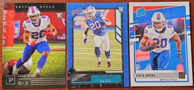 Zack Moss 3 Card Rookie Lot Donruss, Playbook & Chronicles Buffalo ...