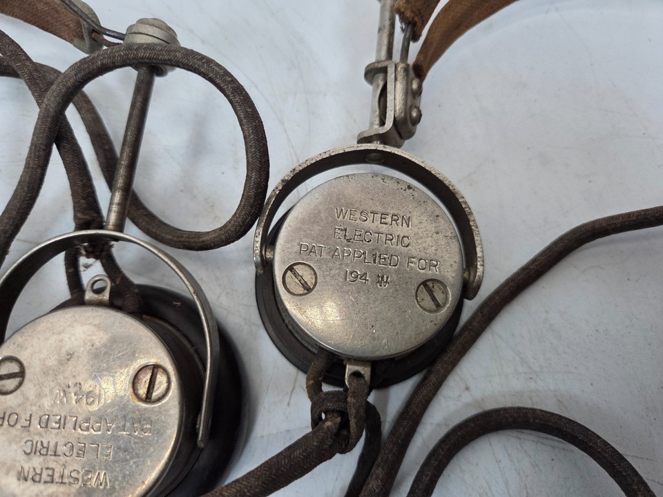 Lot of 2 Antique Western electric 194W switchboard headset headphones ...