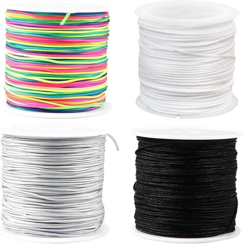 Elastic Bracelet Cord - 4 Rolls 1574.8inch0.8mm Black White Grey ...