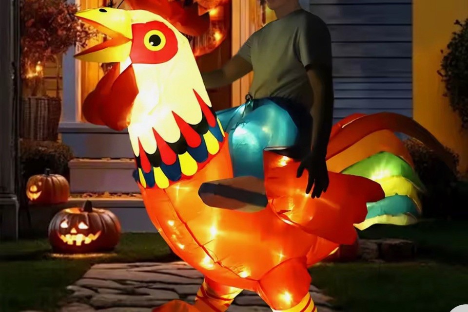 LED Inflatable Rooster Costume for Adults Funny Blow Up Animal Ride | eBay