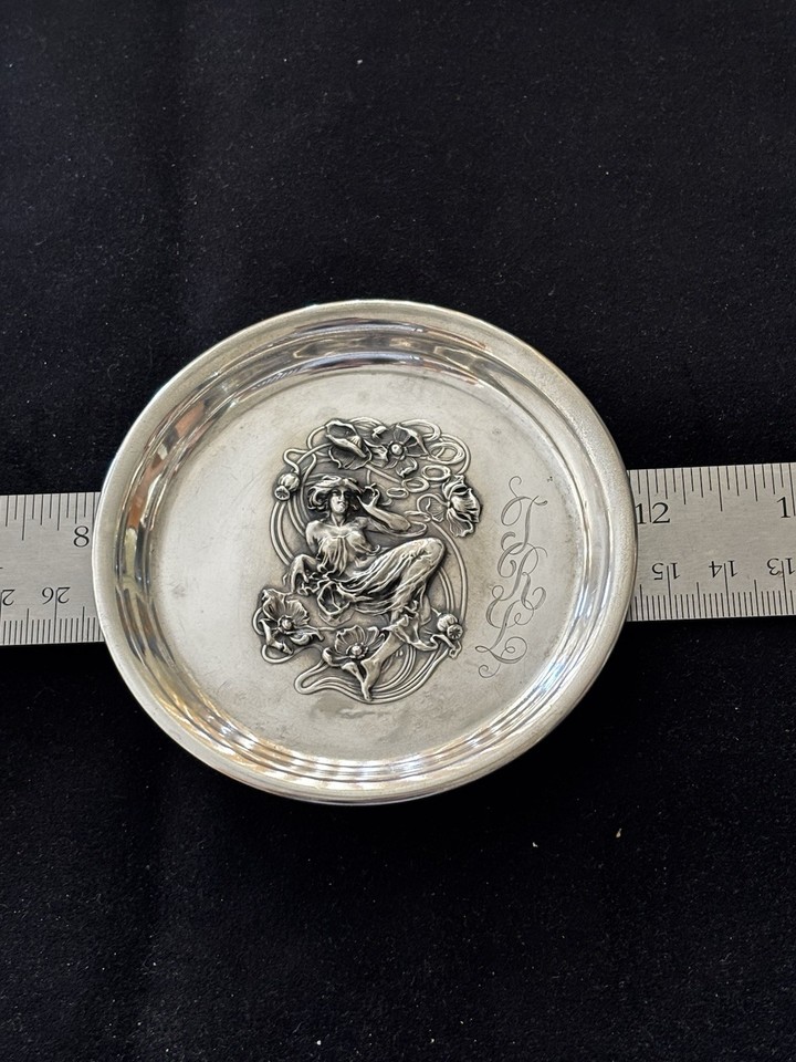 ANTQ ART NOUVEAU WILLIAM KERR STERLING SILVER PIN TRAY DISH “VIDE POCHE ...