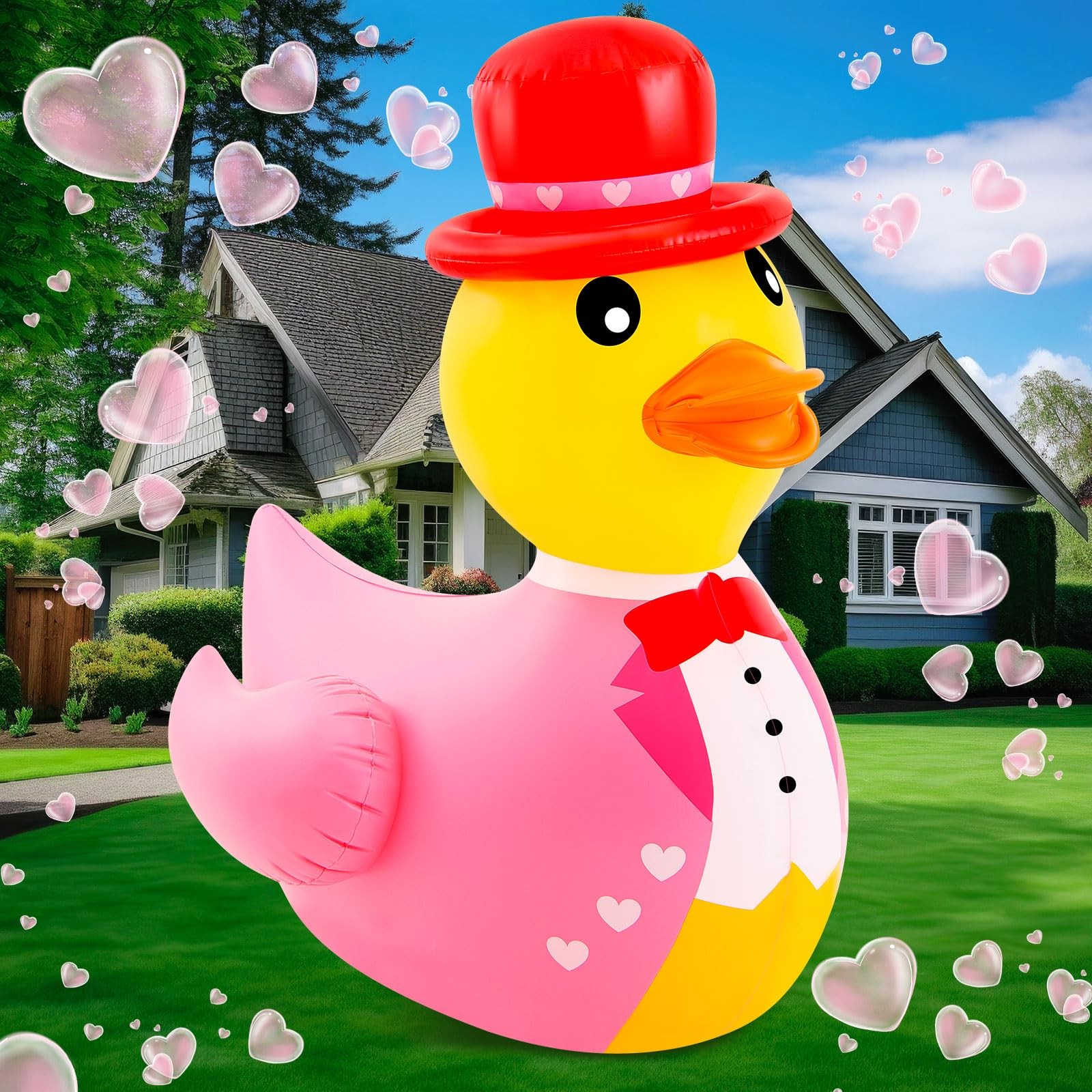 1 PC 4 ft Valentine's Day Inflatable Duck Float Large Blow up Giant ...
