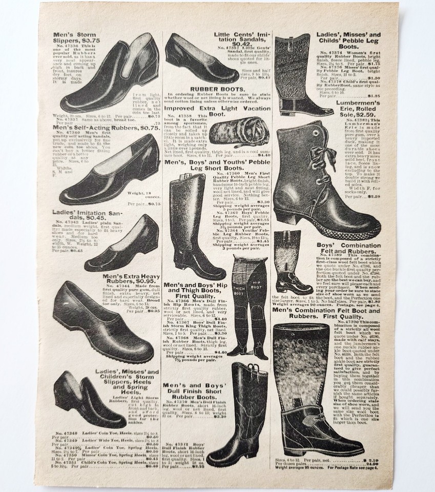 1900 Mens Boots & Slippers Advertisement Victorian Sears Roebuck 5.25 x ...