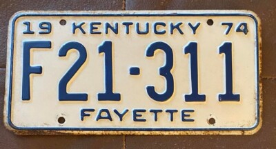 Kentucky 1974 FAYETTE COUNTY License Plate # F21-311 | eBay