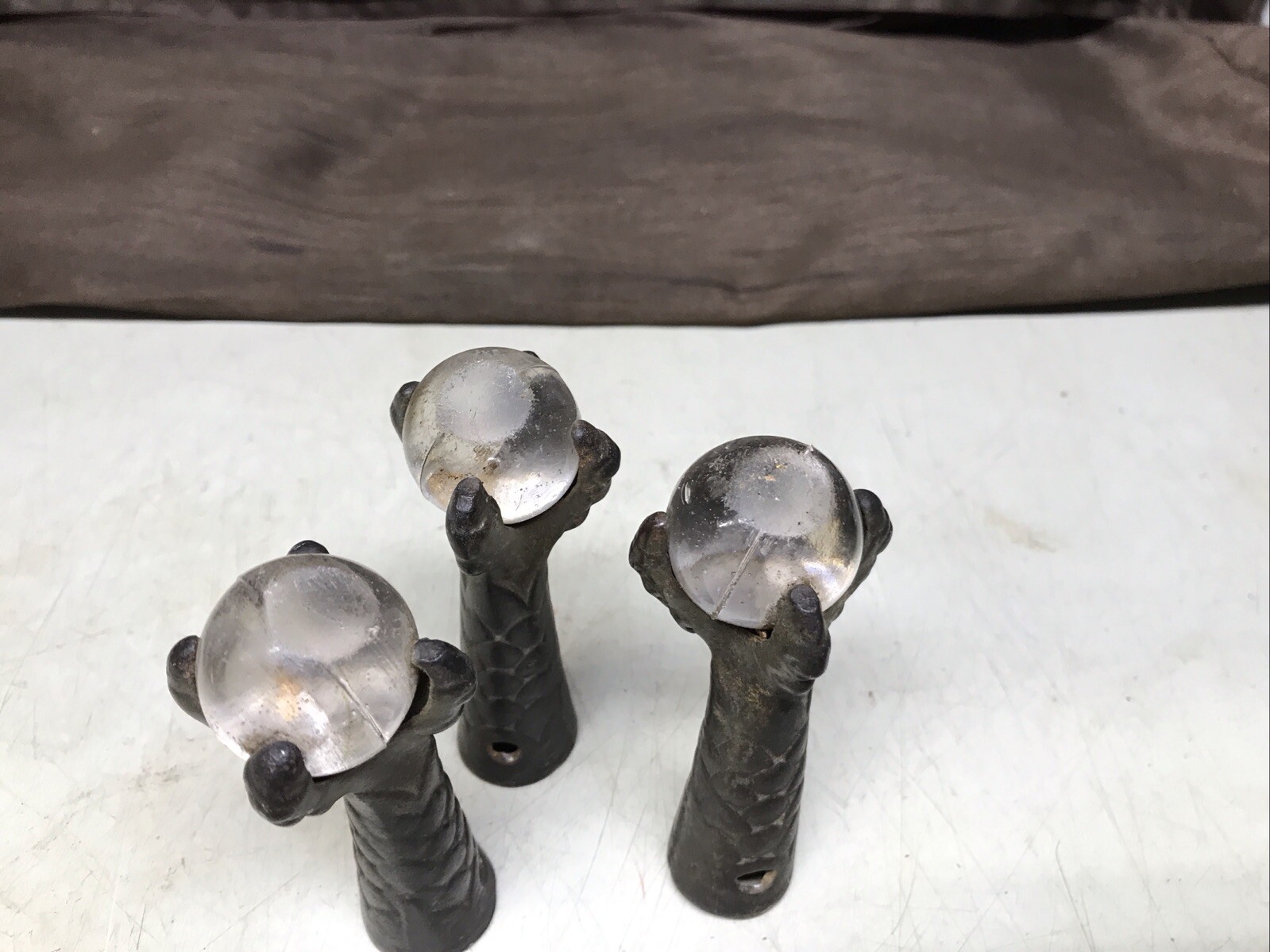 Antique Cast Iron Claw and Glass Ball Table Leg Piano Stool Feet, Set ...