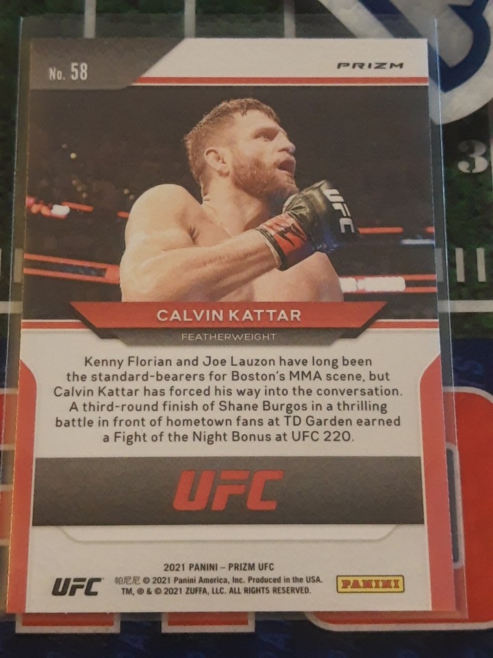 2021 Panini Prizm UFC #58 Silver Prizm Calvin Kattar Featherweight MMA ...