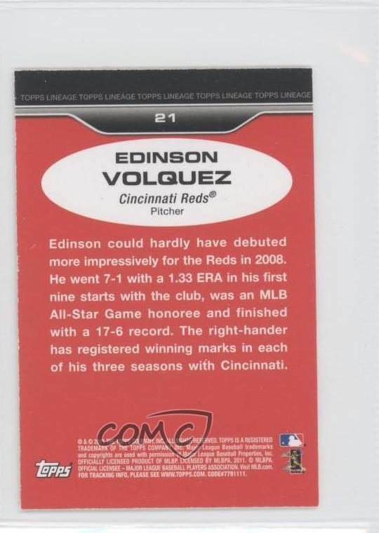 2011 Topps Lineage Mini 1975 Design Edinson Volquez #21 | eBay