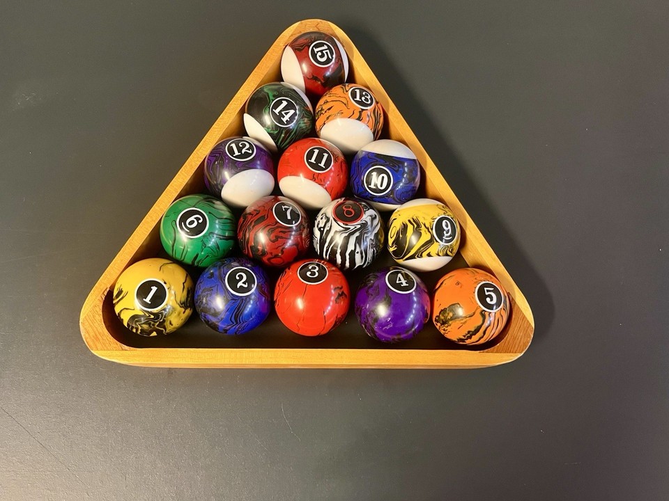 Champion Marble Pool Balls set ( Dark Marble) Complete 16 Ball Set | eBay