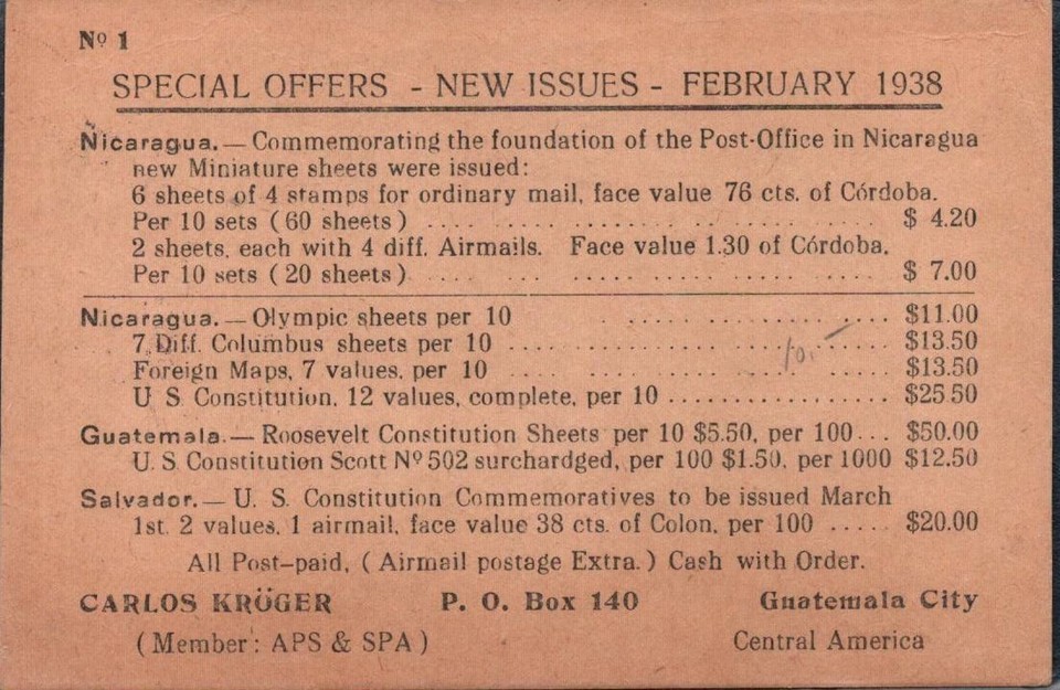 1939 Guatemala Postcard - Stamp Dealer with Bisect and Tax Stamp | eBay