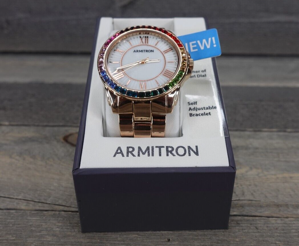 Armitron Women’s Mother of Pearl Rainbow Crystal Bezel Watch - 75 ...