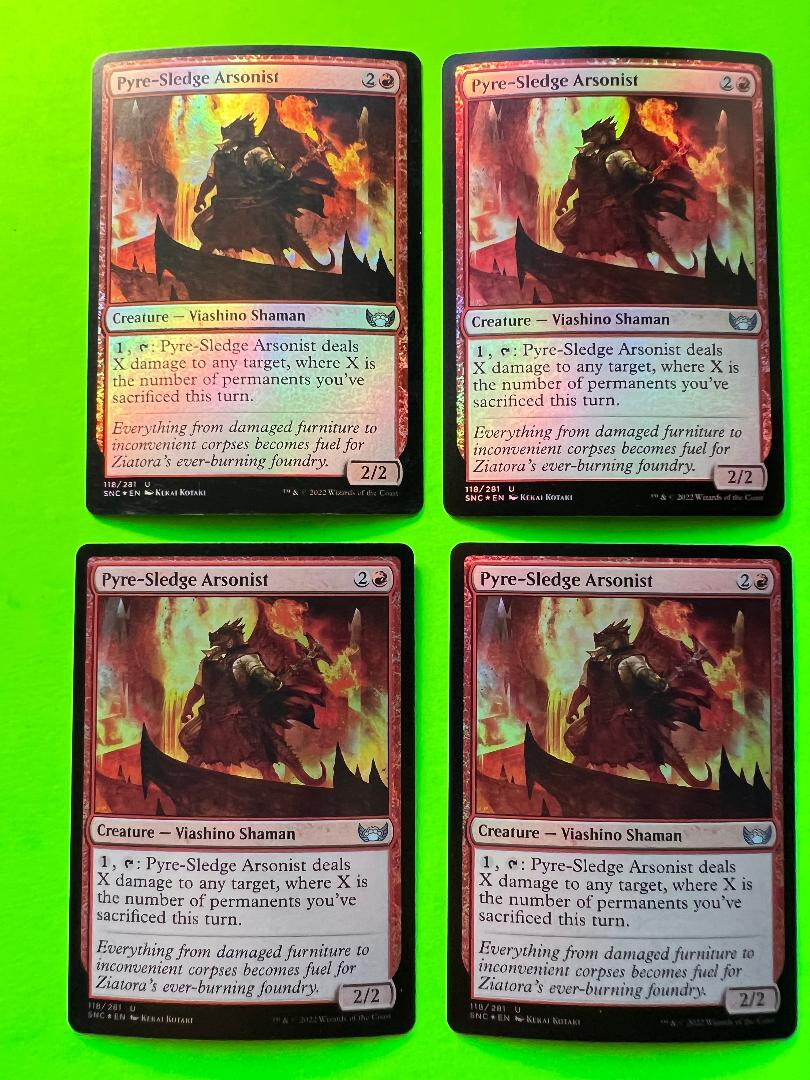 MTG Streets of New Capenna ( Pyre-Sledge Arsonist ) FOIL Lot of 4 Cards ...