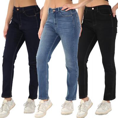 Womens Magic Shaping Jeans Straight Leg Stretch High Waisted Ladies ...