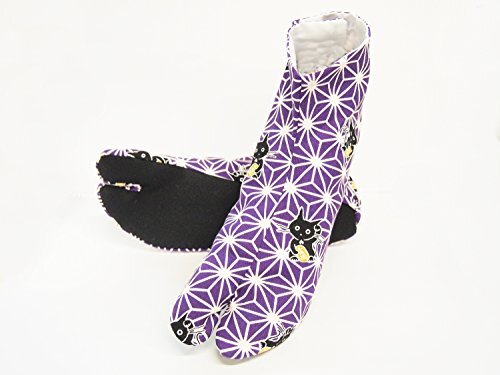 Japanese Traditional Tabi Socks Flip Flop Kimono Kohaze Purple Cat US ...