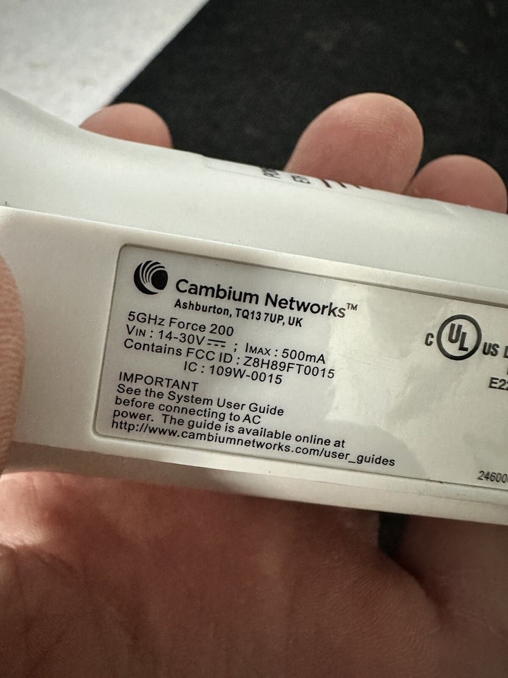 Cambium Networks Force 200 Cambium ePMP 5GHz High Gain Radio AND PoE ...