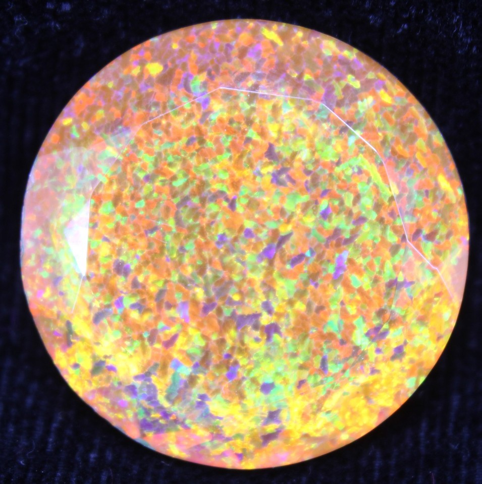 36 Ct Round Cut Fire Opal Triplet Multi Color Loose Gemstones Certifed ...