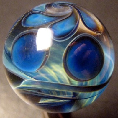 Glass Marble - .86" handmade contemporary art lampwork decor sculpture ...