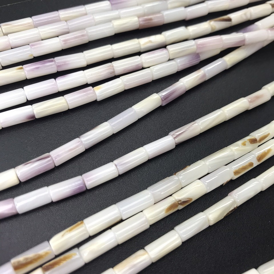 15.5" - Natural White Wampum Quahog Shell 8 - 9mm Wampum Beads HQ, NEW ...