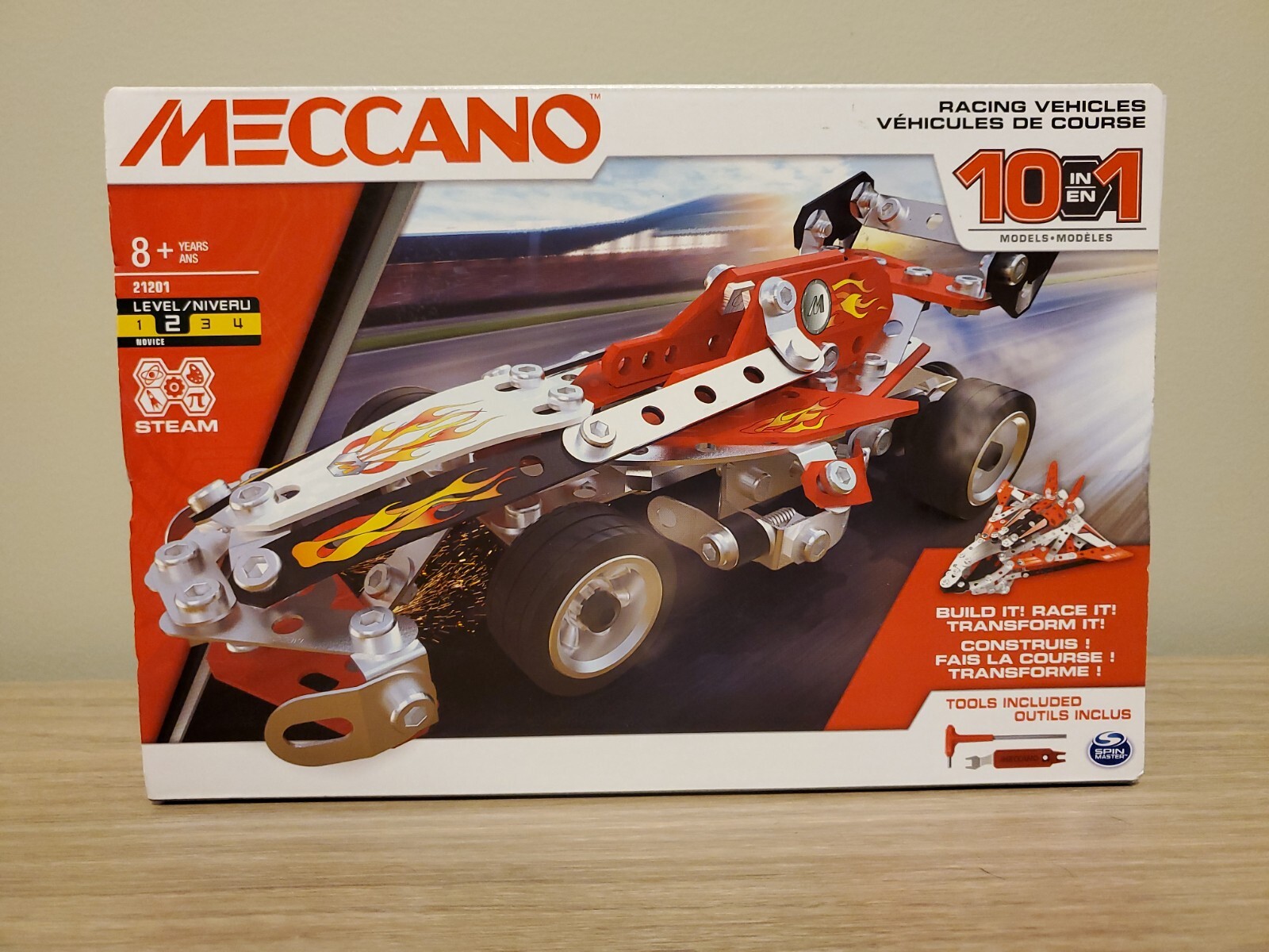 Meccano, 10-in-1 Racing Vehicles STEM Model Building Kit with 225 Parts ...