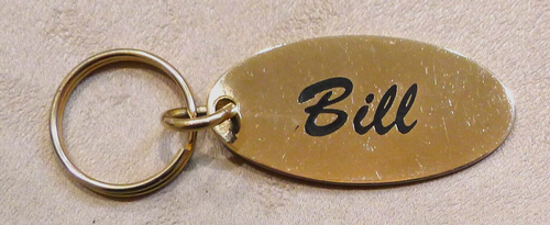Vintage Solid Brass Key Tag I.D. Personalized "Bill" Key Chain Fob | eBay