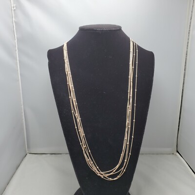 Kohl's long multi strand ball necklace rose gold NWT | eBay