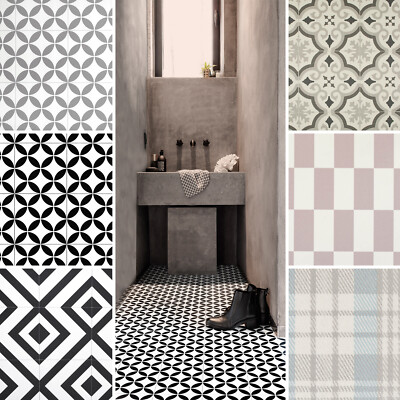 Samples - Patterned Tile Lino Victorian Retro Vinyl Flooring | eBay UK