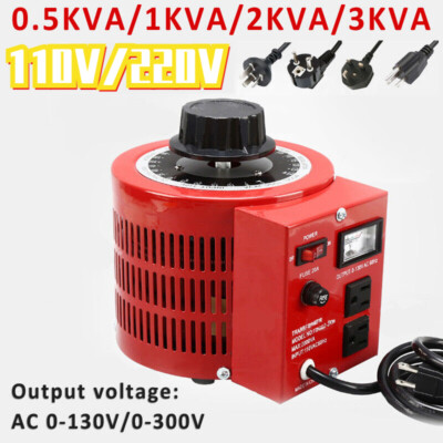 110/220V 0.5/1/2/3KVA Variac Power Supply Variable AC Voltage Regulator ...