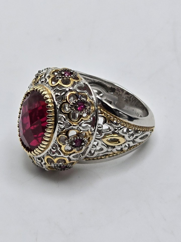 NH Michael Valitutti 925 Sterling Silver Red Quartz Doublet & Ruby Ring ...