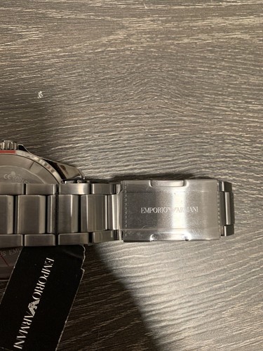 Emporio Armani Sigma 44mm Date Orange Bezel Grey Steel Men's Watch ...