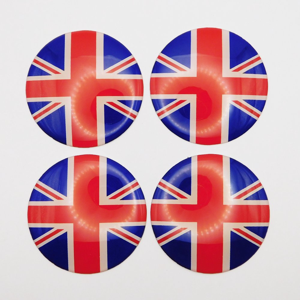 4x 52mm Centre Badges Union Jack RED WHITE BLUE Stickers For MINI R55 ...