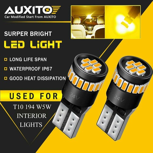 2pcs T10 194 168 W5W COB 24 SMD Amber Bright LED light Bulb 6500K Super ...