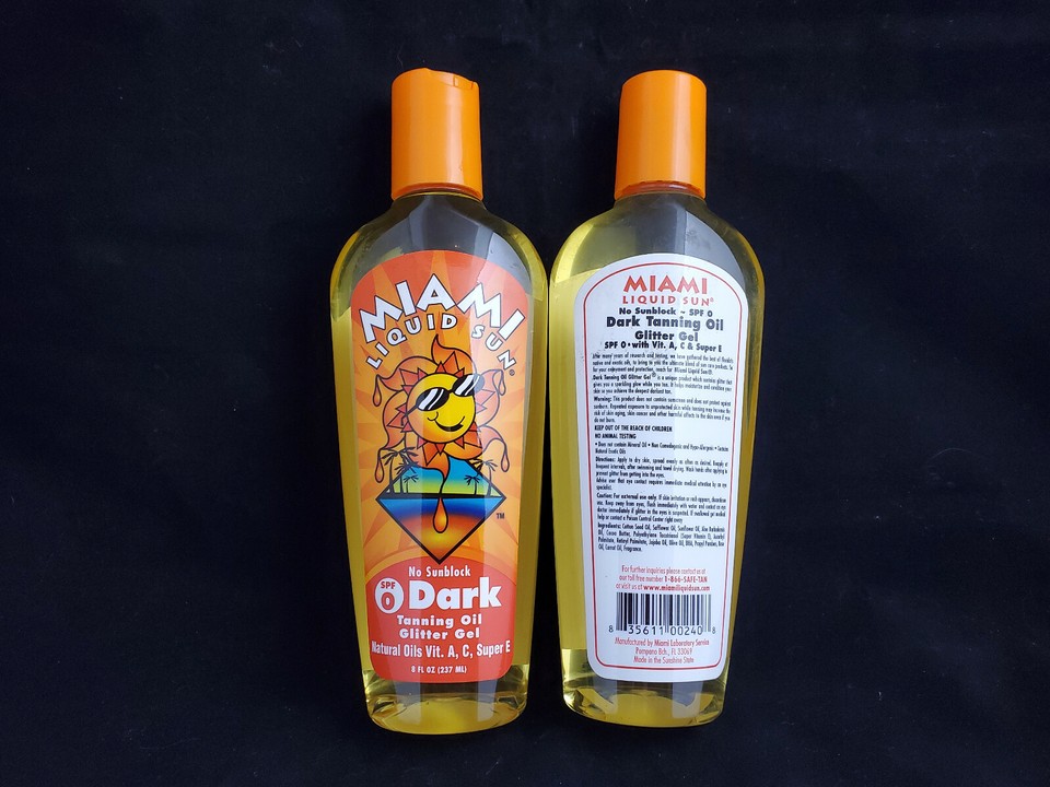 Miami Liquid Sun DARK TANNING OIL SPF 0 8oz. Vit. A,C,Super E | eBay