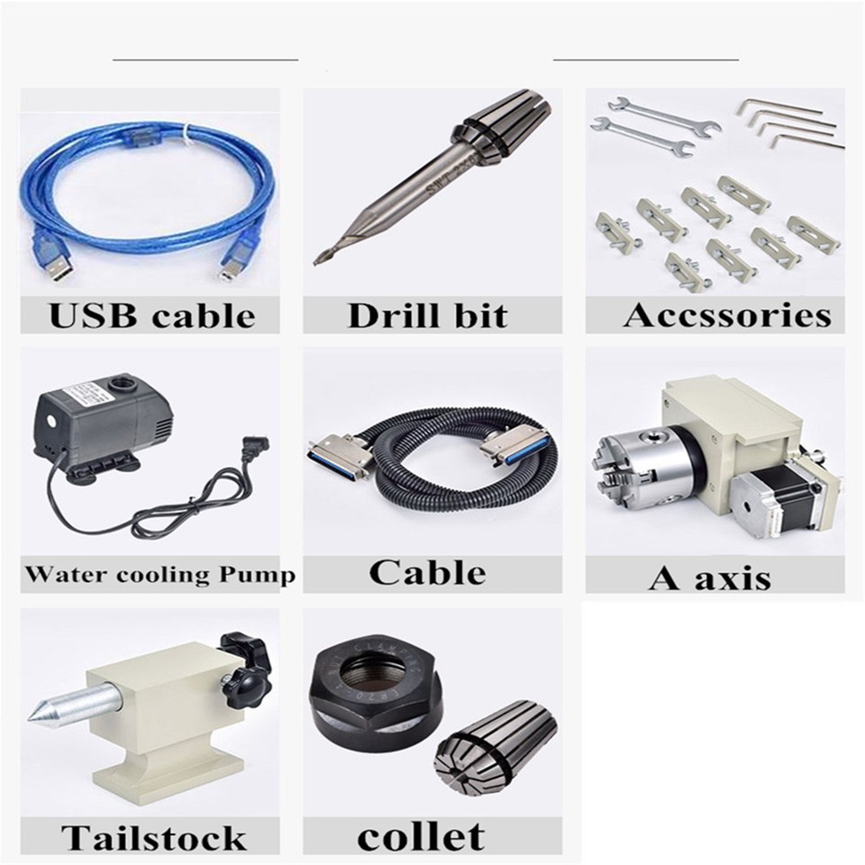 1500W 6040 4 Axis CNC Router Metal 3D Engraving Machine Drilling ...