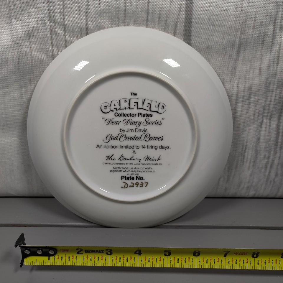 Danbury Mint Garfield Dear Diary " God Created Leaves " 1990 Collectors ...