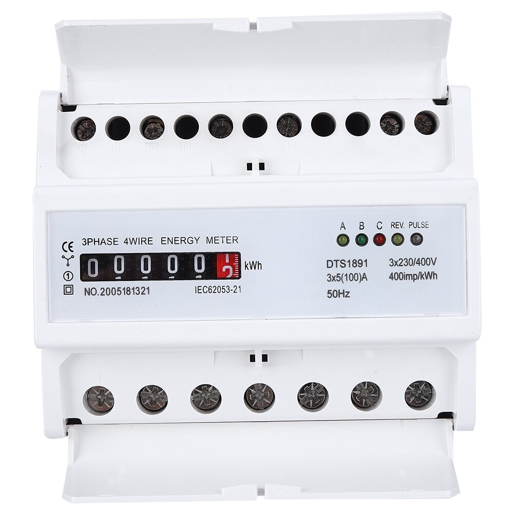 3 Phase 4‑Wire Meter DTS1891 7P Counter Rail Energy Meters 400imp HH0 ...