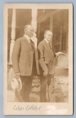 PRESIDENT CALVIN COOLIDGE w/ HIS FATHER ANTIQUE REAL PHOTO POSTCARD ...